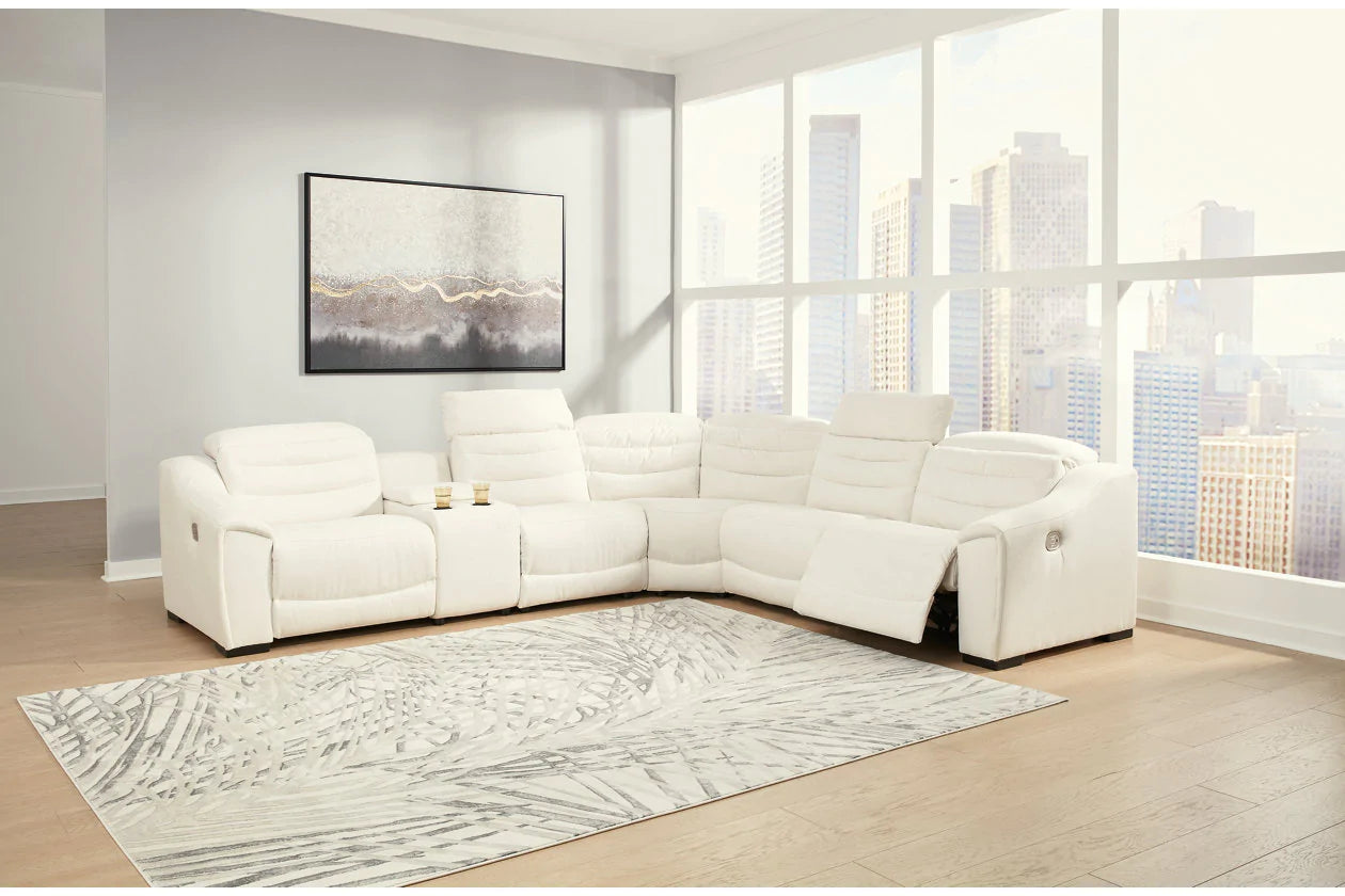 White leather power reclining sectional store